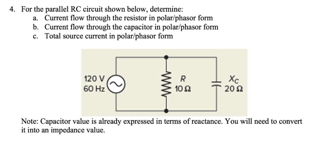 Solved 4. For the parallel RC circuit shown below, | Chegg.com