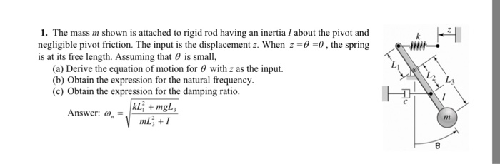 Solved 1. The mass m shown is attached to rigid rod having | Chegg.com