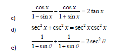 Solved c) d) COS X COS X 2 tanx 1-sin x 1+ sinx sec X+cScx = | Chegg.com