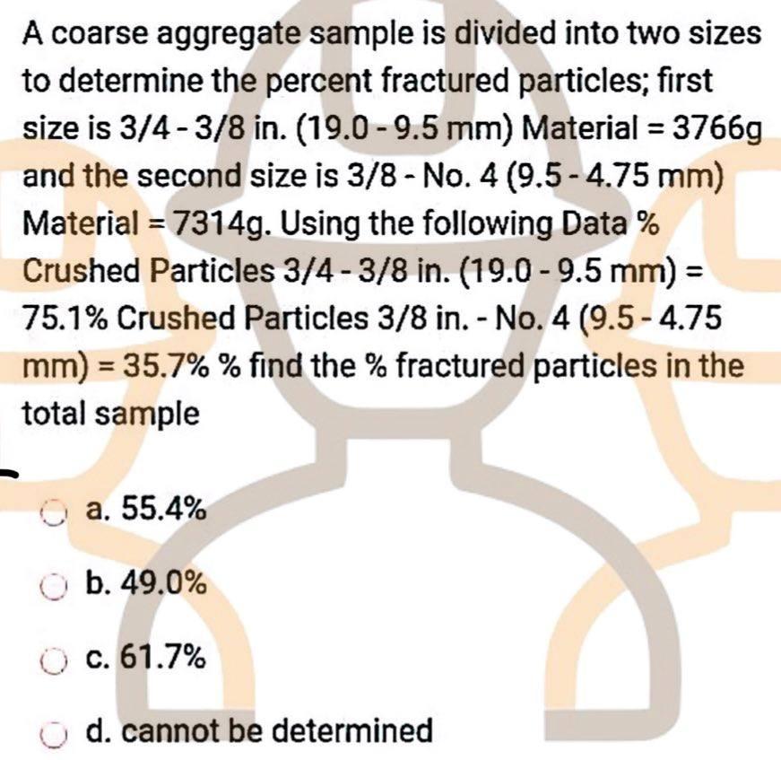 Solved A coarse aggregate sample is divided into two sizes | Chegg.com