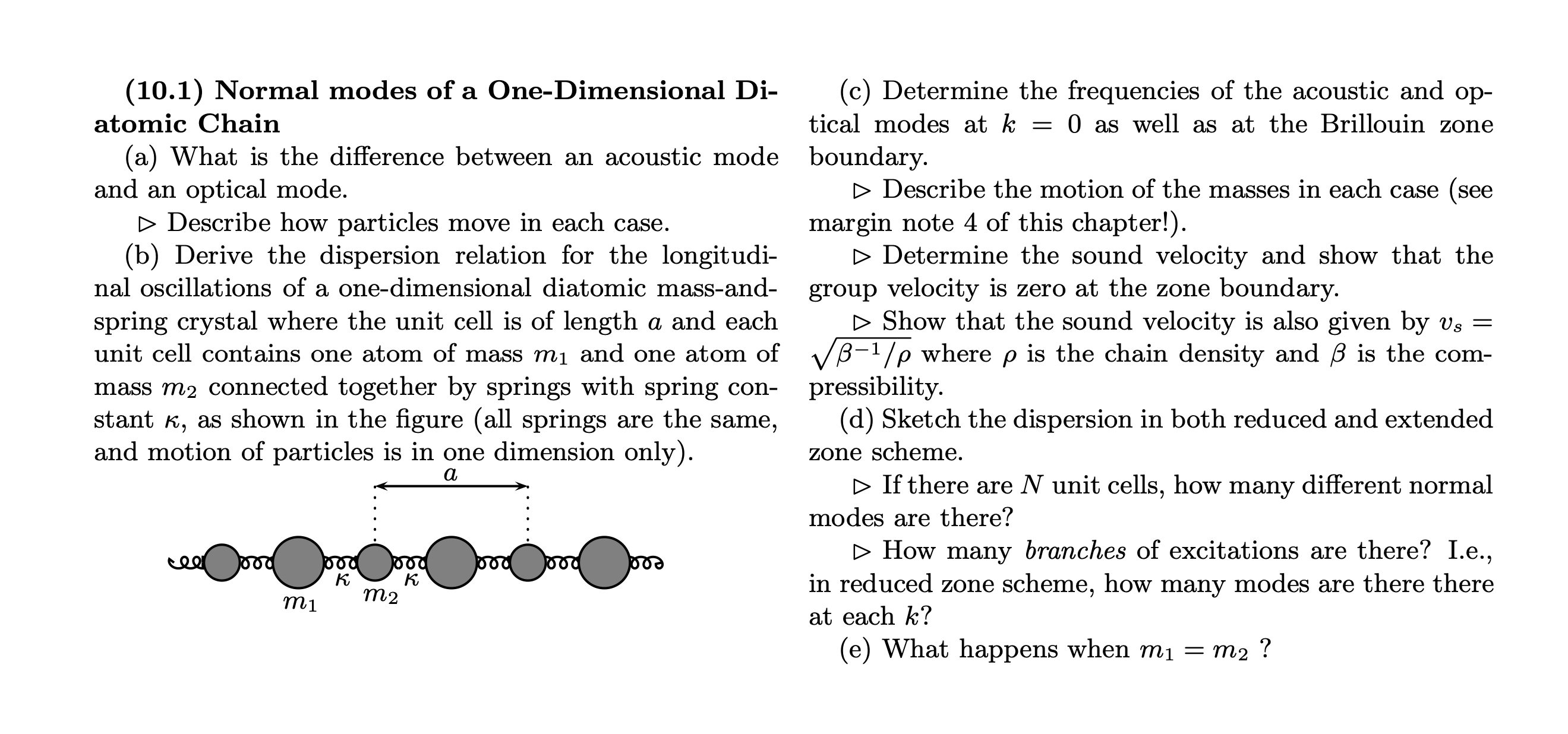 Solved (10.1) Normal modes of a One-Dimensional Diatomic | Chegg.com