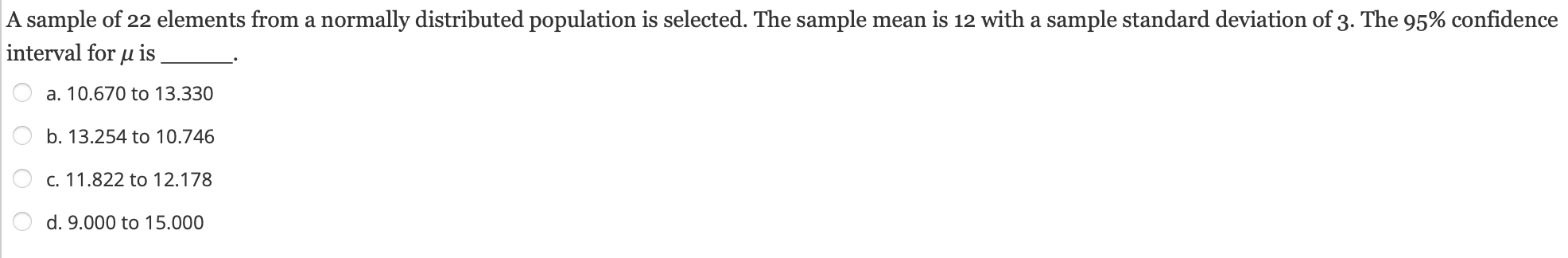 Solved A sample of 22 elements from a normally distributed | Chegg.com