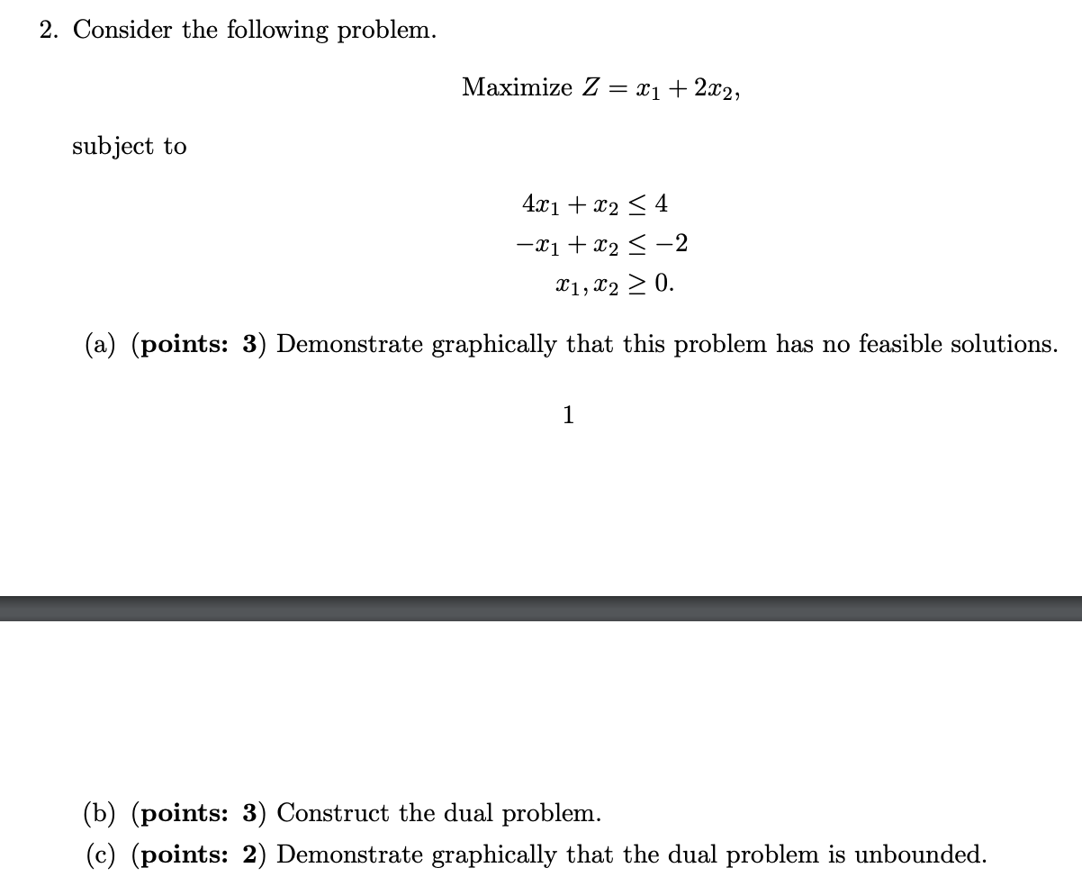 Solved 2. Consider the following problem. Maximize Z=x1+2x2 | Chegg.com