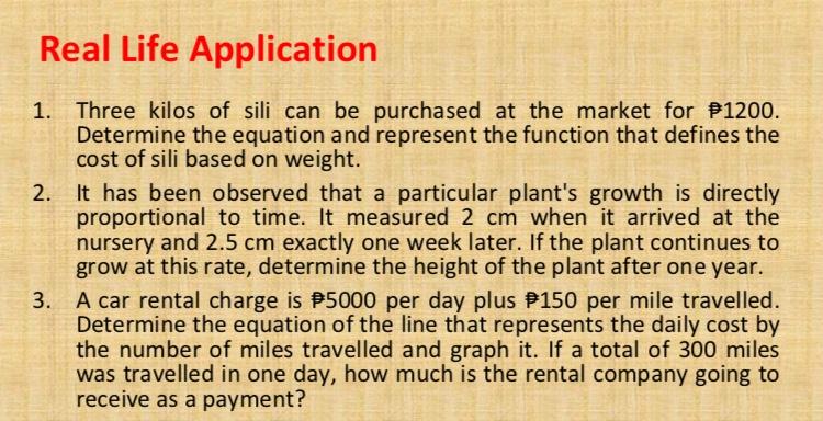 Solved Real Life Application 1. Three kilos of sili can be | Chegg.com