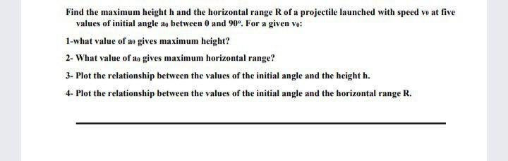 Solved Find the maximum height h and the horizontal range R | Chegg.com