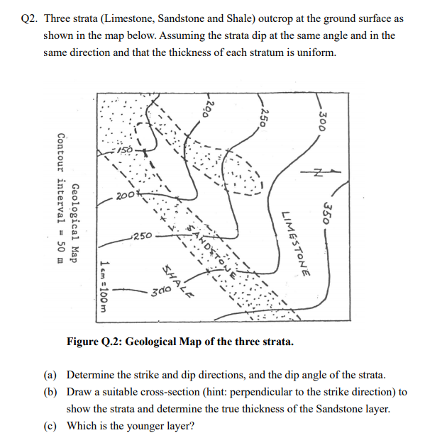 Solved Q2. Three strata (Limestone, Sandstone and Shale) | Chegg.com
