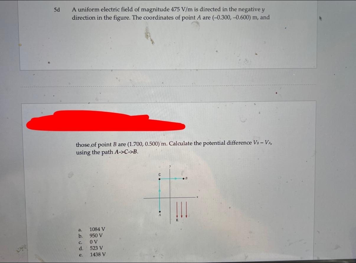 Solved 5d A uniform electric field of magnitude 475 V/m is | Chegg.com