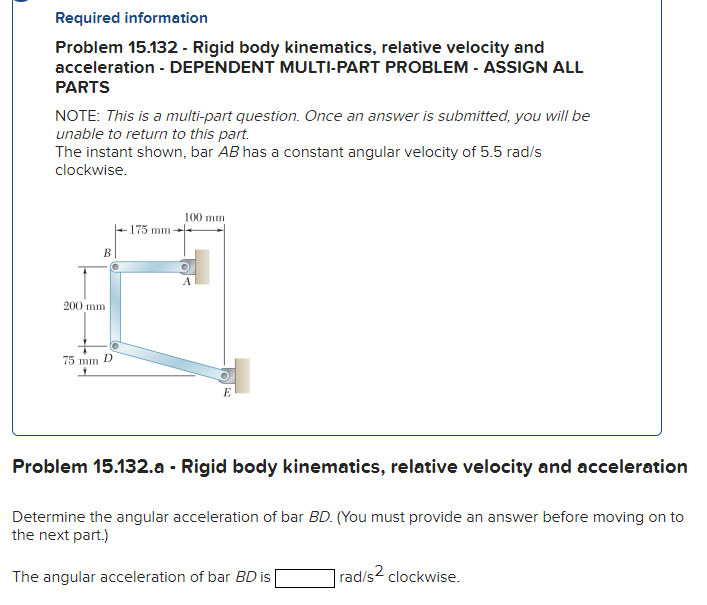 Solved Required information Problem 15.132 - Rigid body | Chegg.com