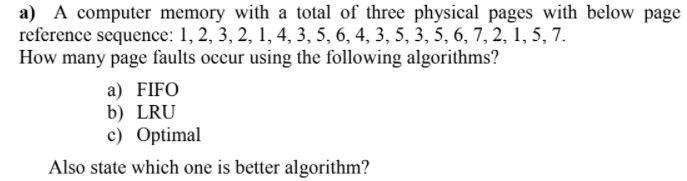 Solved A computer memory with a total of three physical | Chegg.com