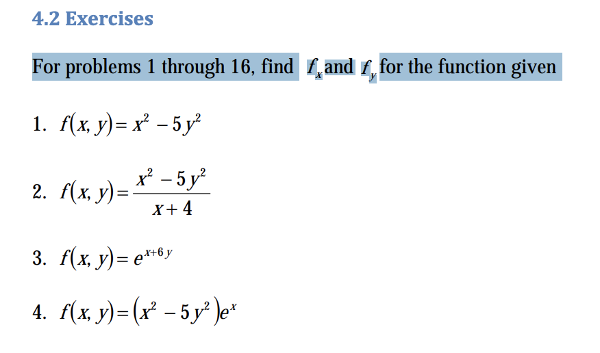 Solved 4.2 Exercises For problems 1 through 16, find f and f | Chegg.com