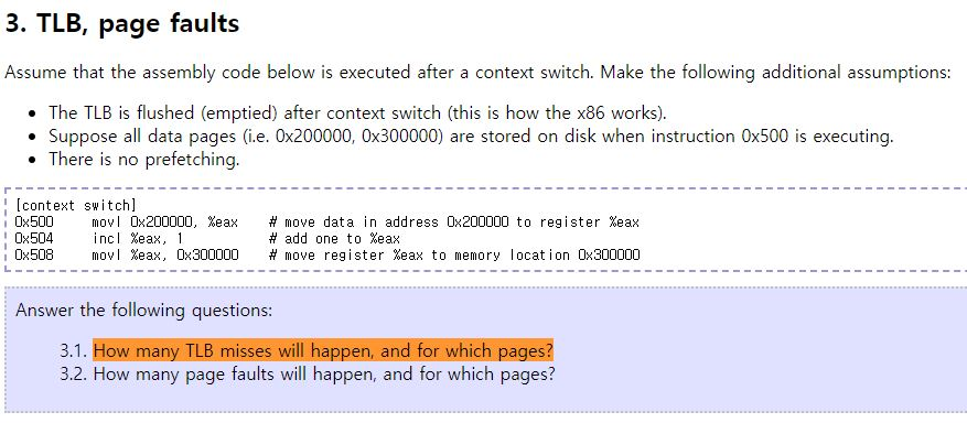 3. TLB, page faults Assume that the assembly code | Chegg.com