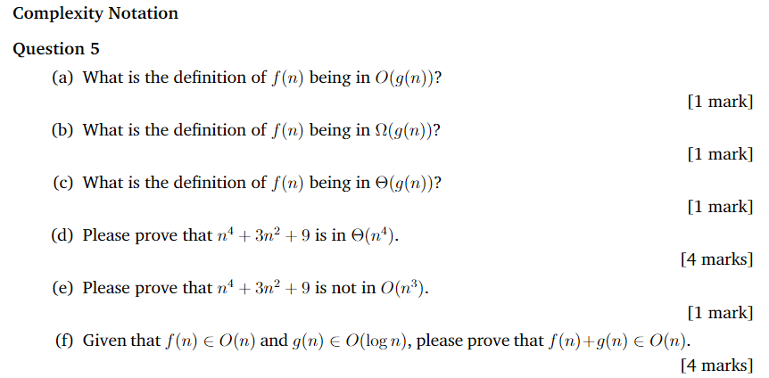 Solved Complexity Notation Question5 (a) What is the | Chegg.com