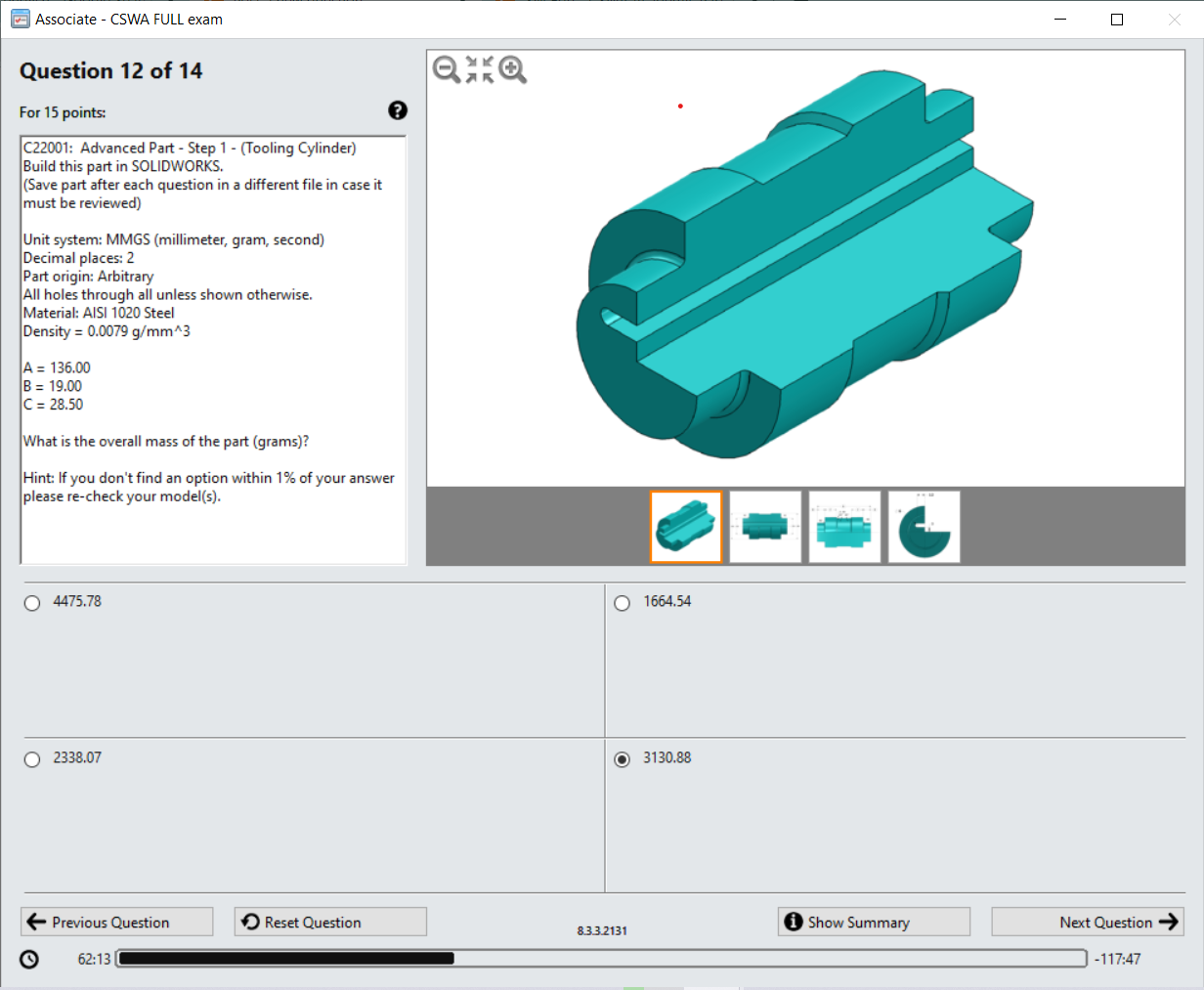 Solved C22001: Advanced Part - Step 1 - (Tooling Cylinder) | Chegg.com