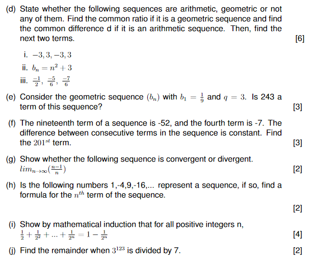 Solved D State Whether The Following Sequences Are