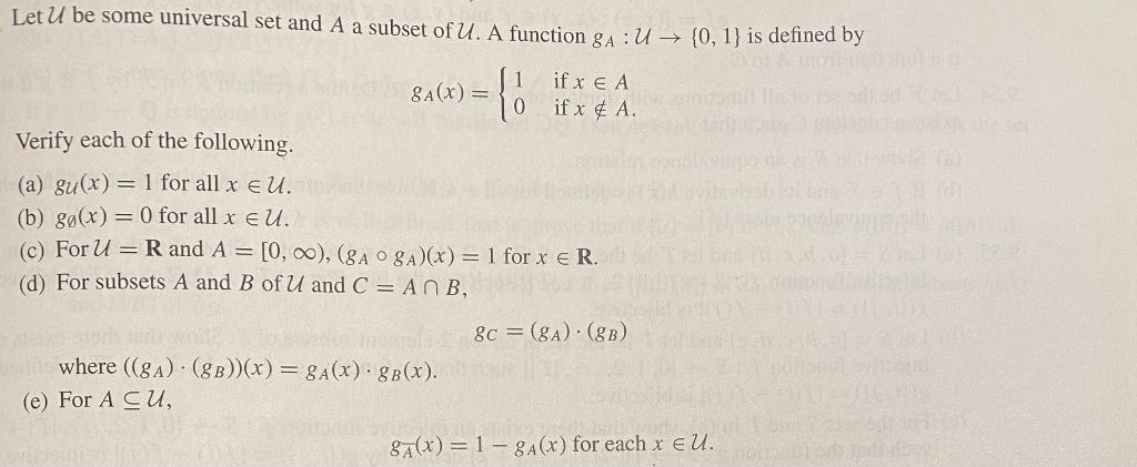 Solved Let U be some universal set and A a subset of U. A | Chegg.com