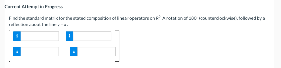 Solved Current Attempt in Progress Find the standard matrix | Chegg.com