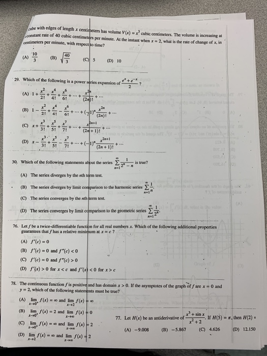 Solved I am studying to take the AP Calculus exam in May in | Chegg.com