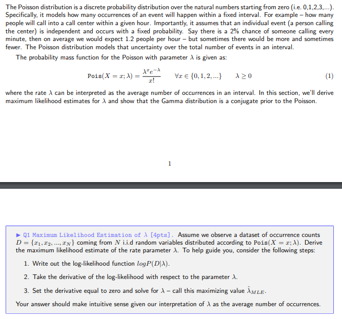 Solved The Poisson distribution is a discrete probability | Chegg.com