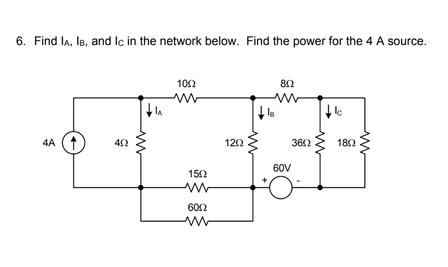 Solved 6. Find IA,IB, and IC in the network below. Find the | Chegg.com