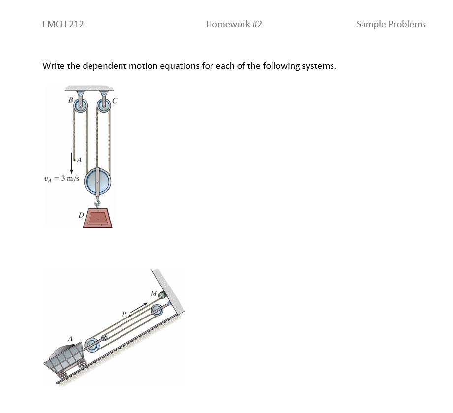 Solved Write the dependent motion equations for each of the | Chegg.com
