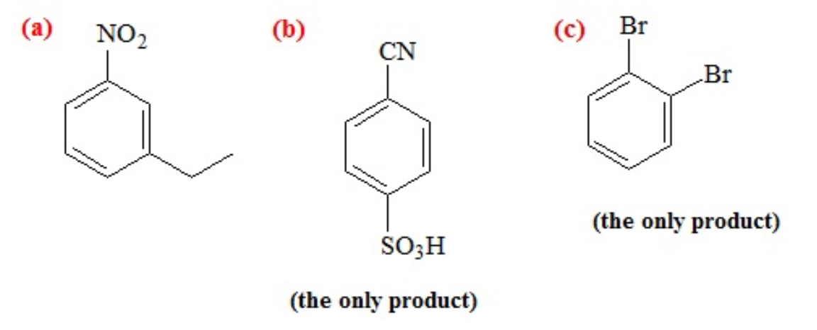 Solved NO2 (b) (c) Br CN Br (the only product) SOH (the only | Chegg.com