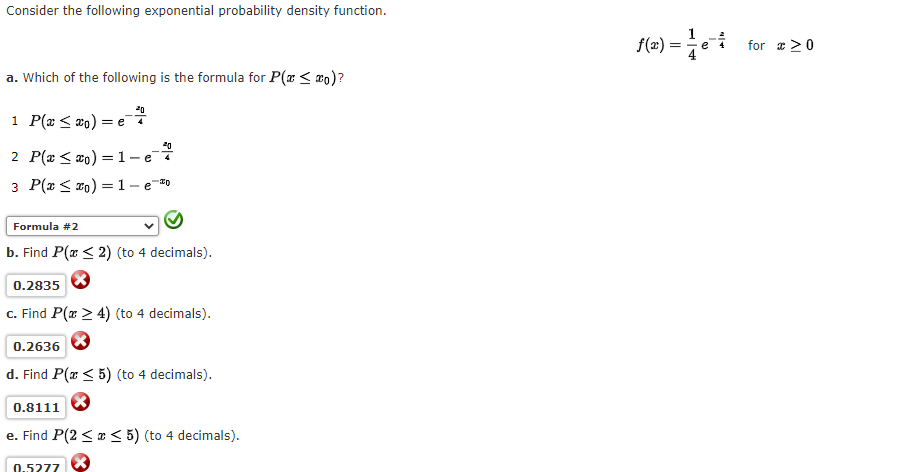 Solved Consider the following exponential probability | Chegg.com