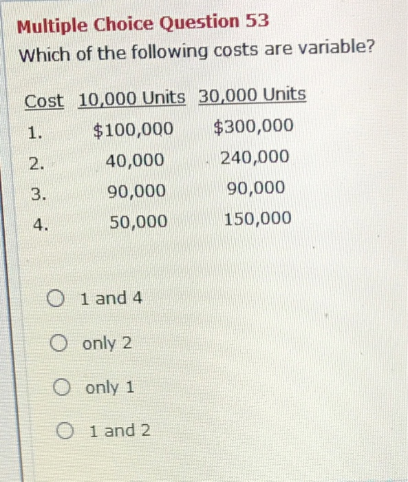 Solved Multiple Choice Question 53 Which of the following | Chegg.com Solved Multiple Choice Question 53 Which of the following | Chegg.com