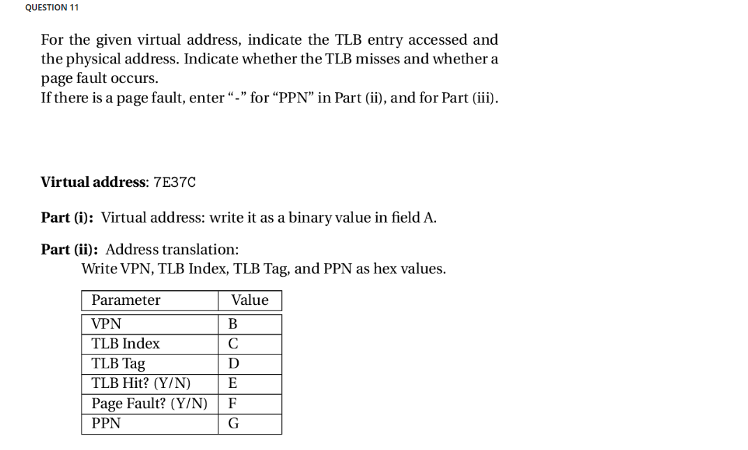 Solved For the given virtual address, indicate the TLB entry | Chegg.com