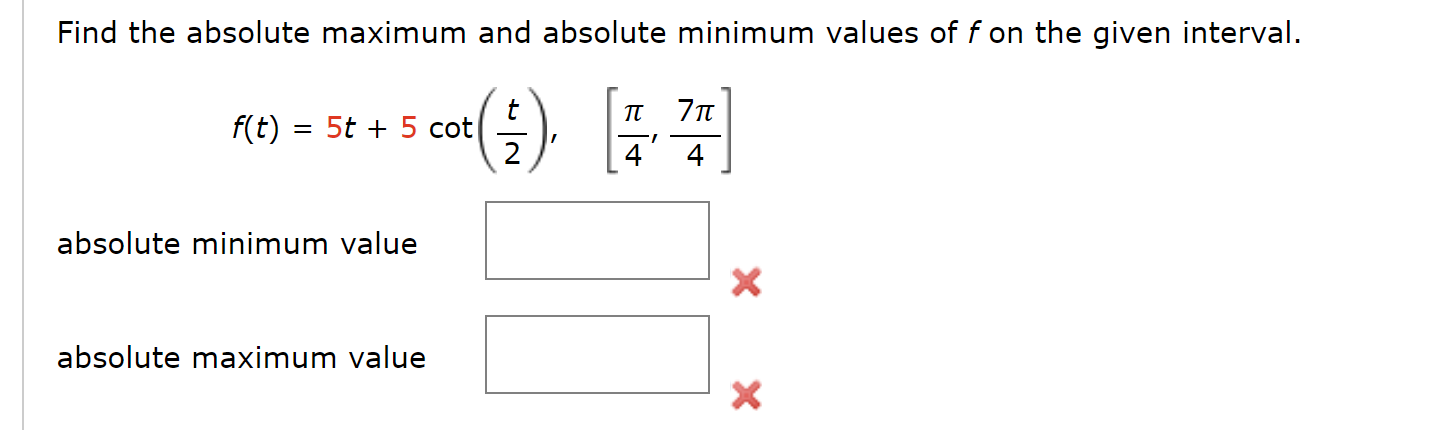 Solved Find the absolute maximum and absolute minimum values | Chegg.com