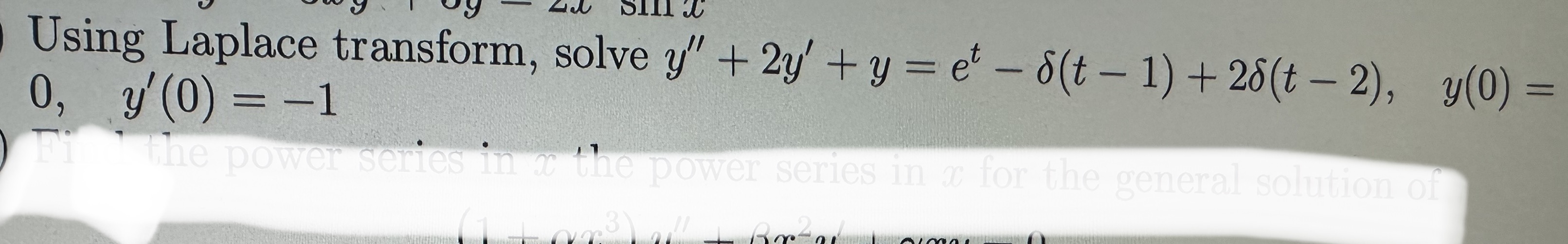 Solved Using Laplace transform, solve | Chegg.com