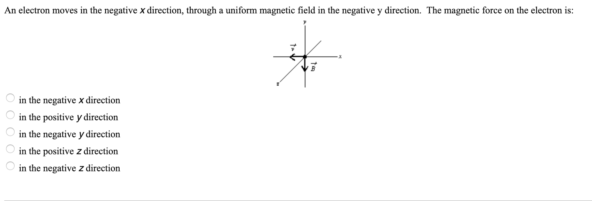 Solved An electron moves in the negative x direction, | Chegg.com
