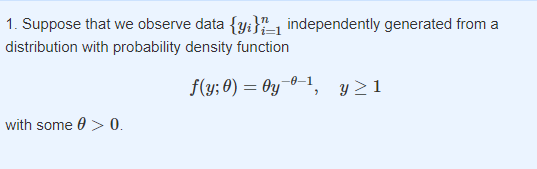 Solved 1. Suppose that we observe data {yi}i=1n | Chegg.com