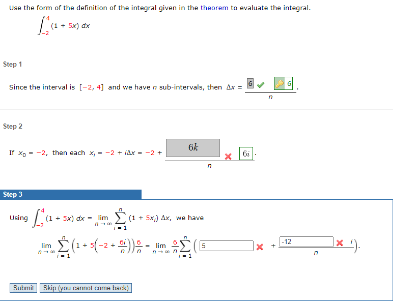 Solved Use the form of the definition of the integral given | Chegg.com