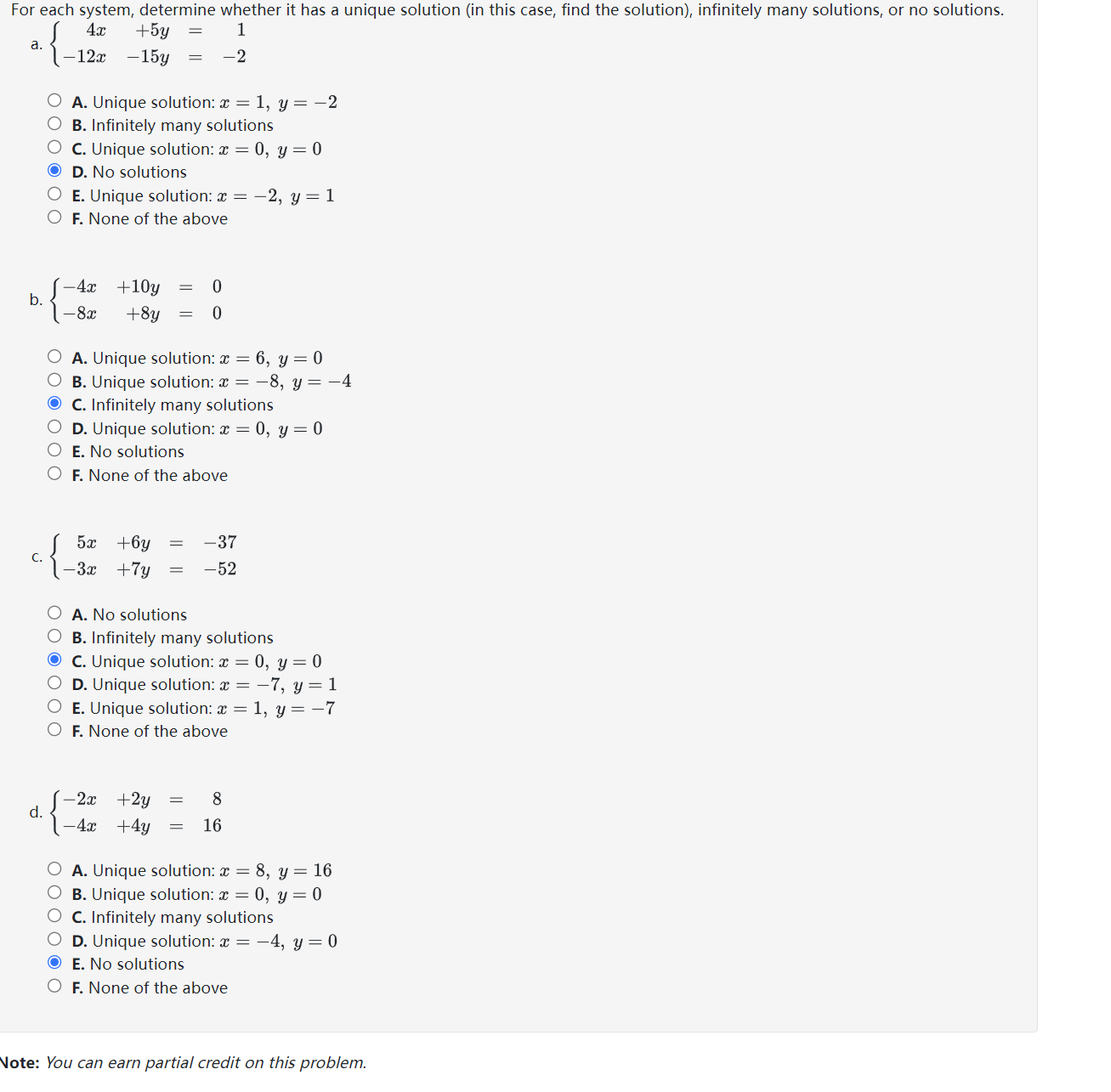 Solved For each system, determine whether it has a unique | Chegg.com