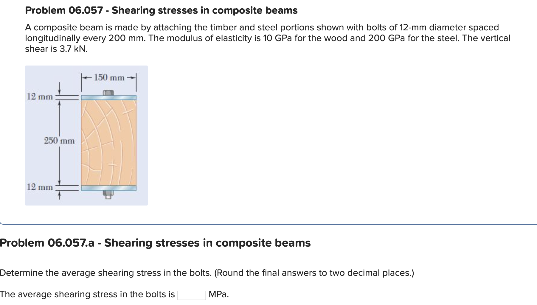 Solved Problem 06.057- Shearing stresses in composite beams | Chegg.com