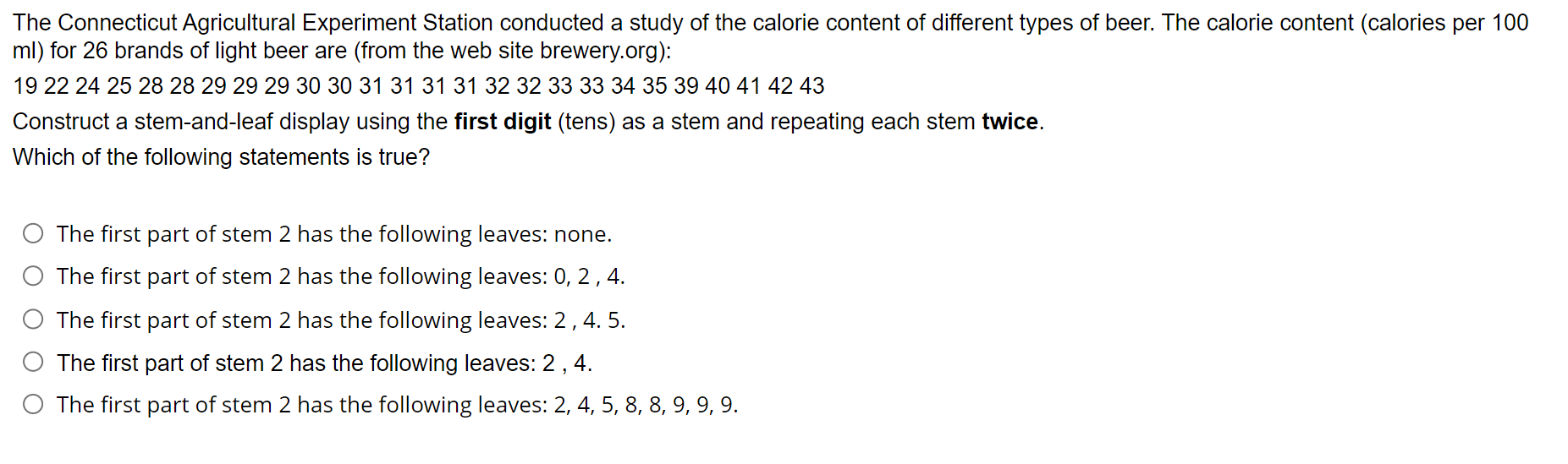 Solved The Connecticut Agricultural Experiment Station | Chegg.com