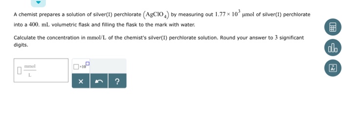 Solved A chemist prepares a solution of silver(!) | Chegg.com