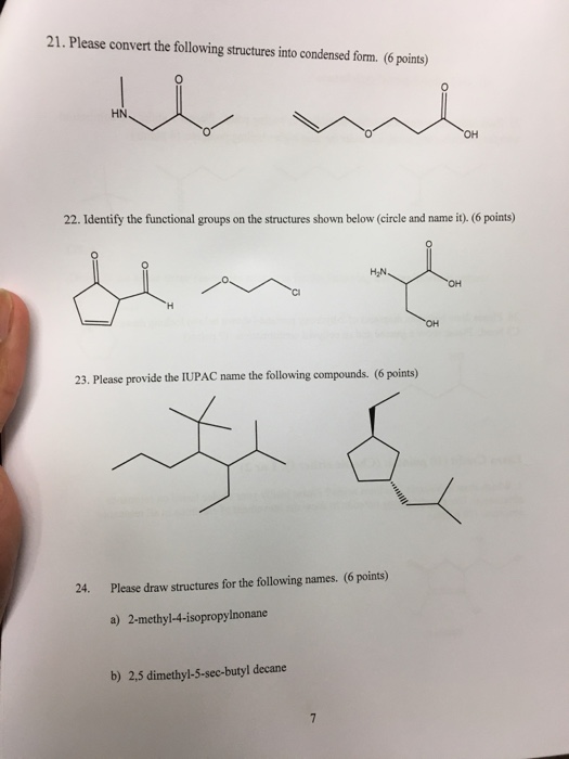 Solved Convert the following structures into condensed form. | Chegg.com
