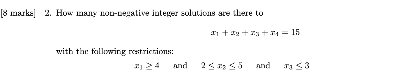 Solved Arks 2 How Many Non Negative Integer Solutions Are 