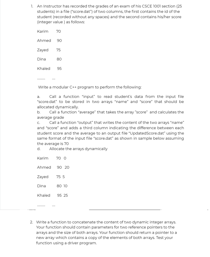 Solved 1. An Instructor has recorded the grades of an exam | Chegg.com