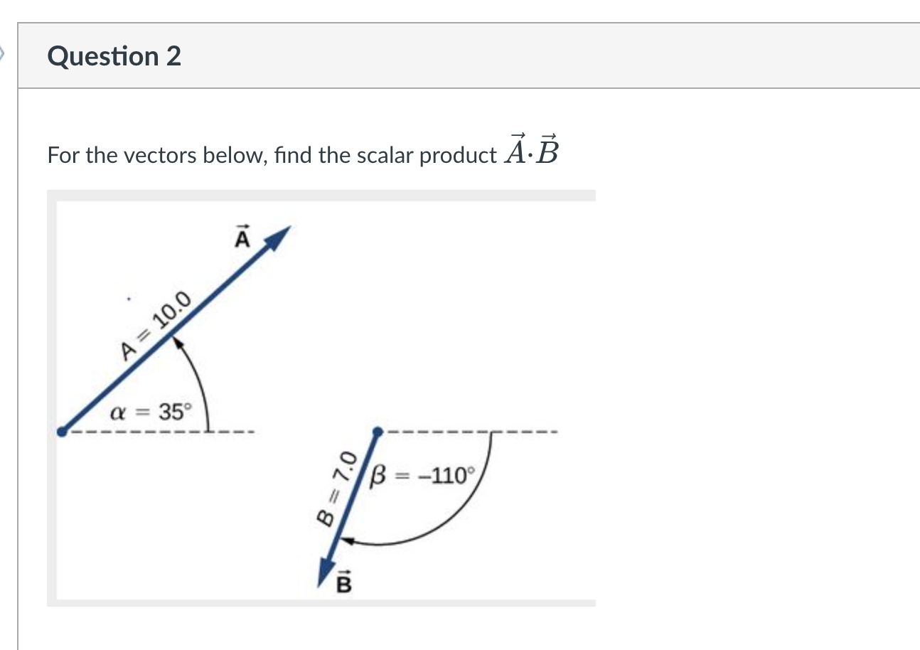 Solved For the vectors below, find the scalar product \\( | Chegg.com