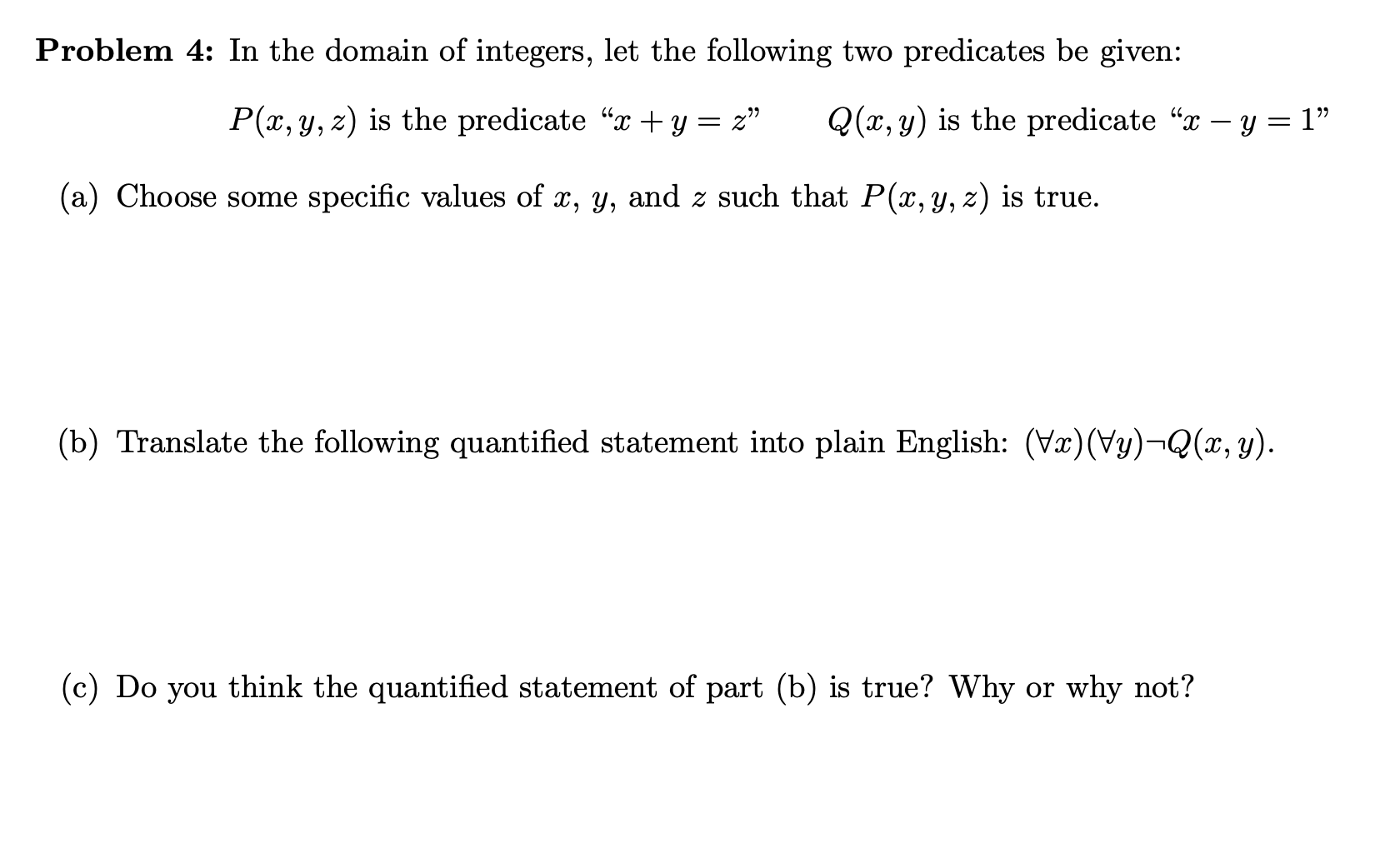 Solved Problem 4 In The Domain Of Integers Let The