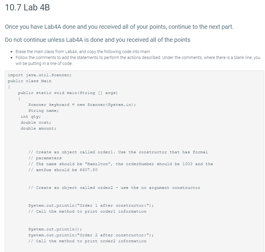 Solved 10.7 Lab 4B Once you have Lab4A done and you received | Chegg.com