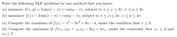 Solved Solve the following NLP problems by any method that | Chegg.com