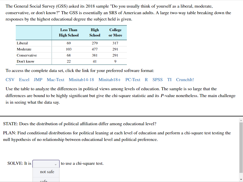 Solved The General Social Survey (GSS) asked its 2018 sample | Chegg.com
