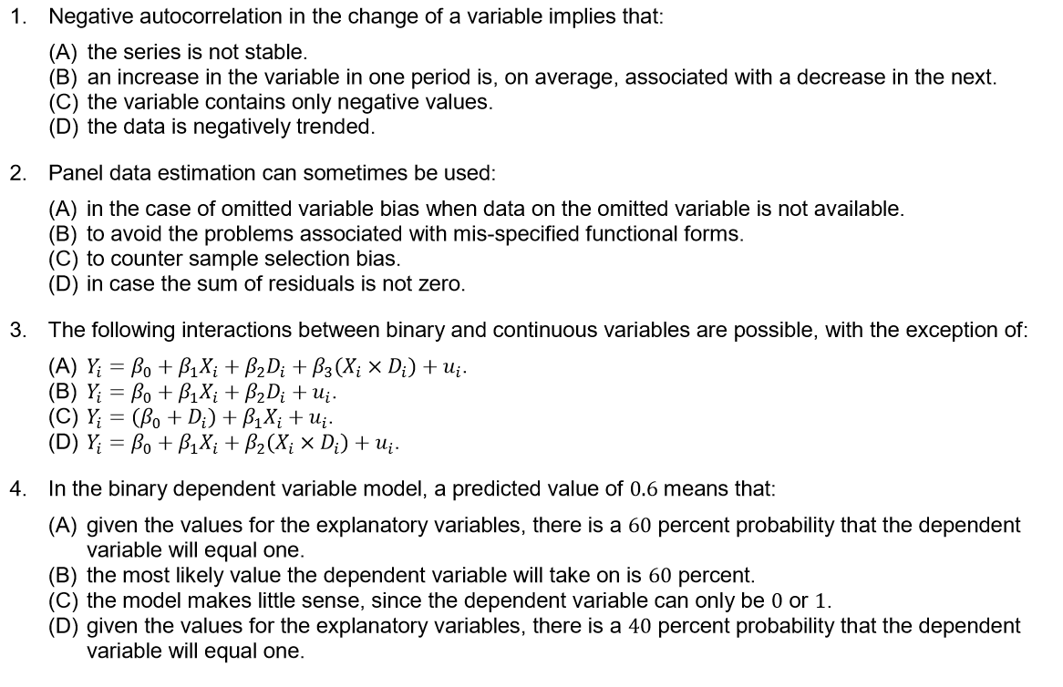Solved 1. Negative autocorrelation in the change of a | Chegg.com