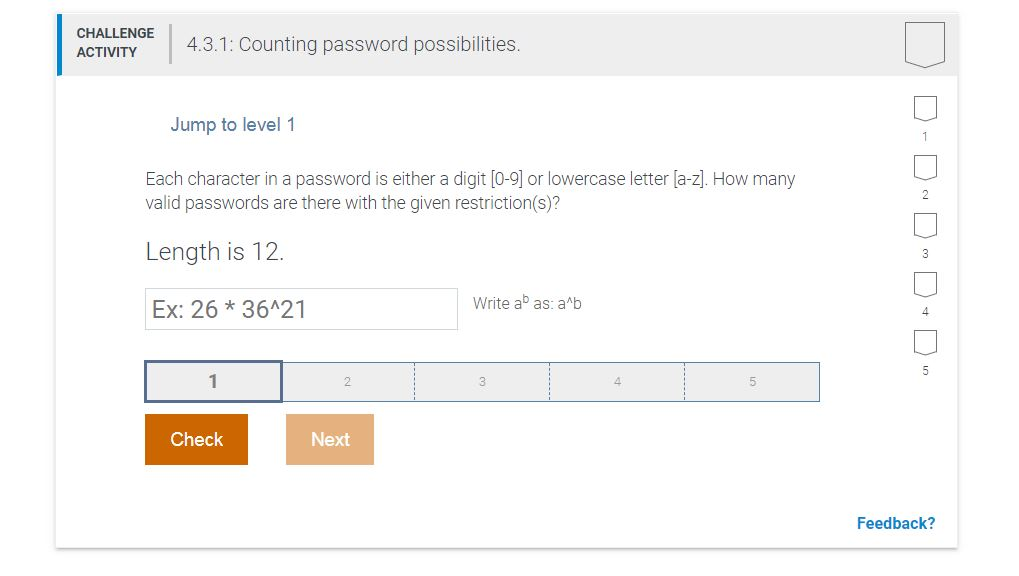 Solved CHALLENGE ACTIVITY 4.3.1: Counting password | Chegg.com