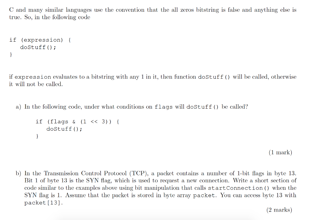 Solved C and many similar languages use the convention that | Chegg.com