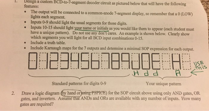 Solved Design a custom BCD-to-7-segment decoder circuit as | Chegg.com