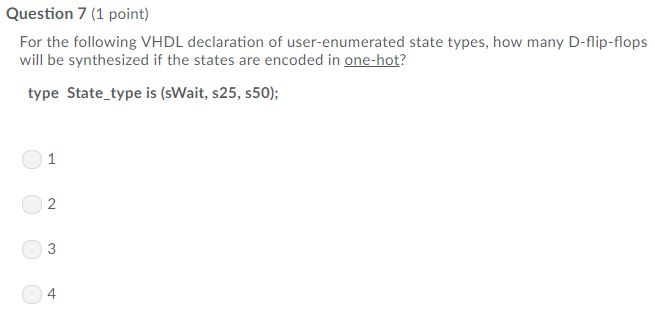 Solved Question 6 1 Point For The Following Vhdl